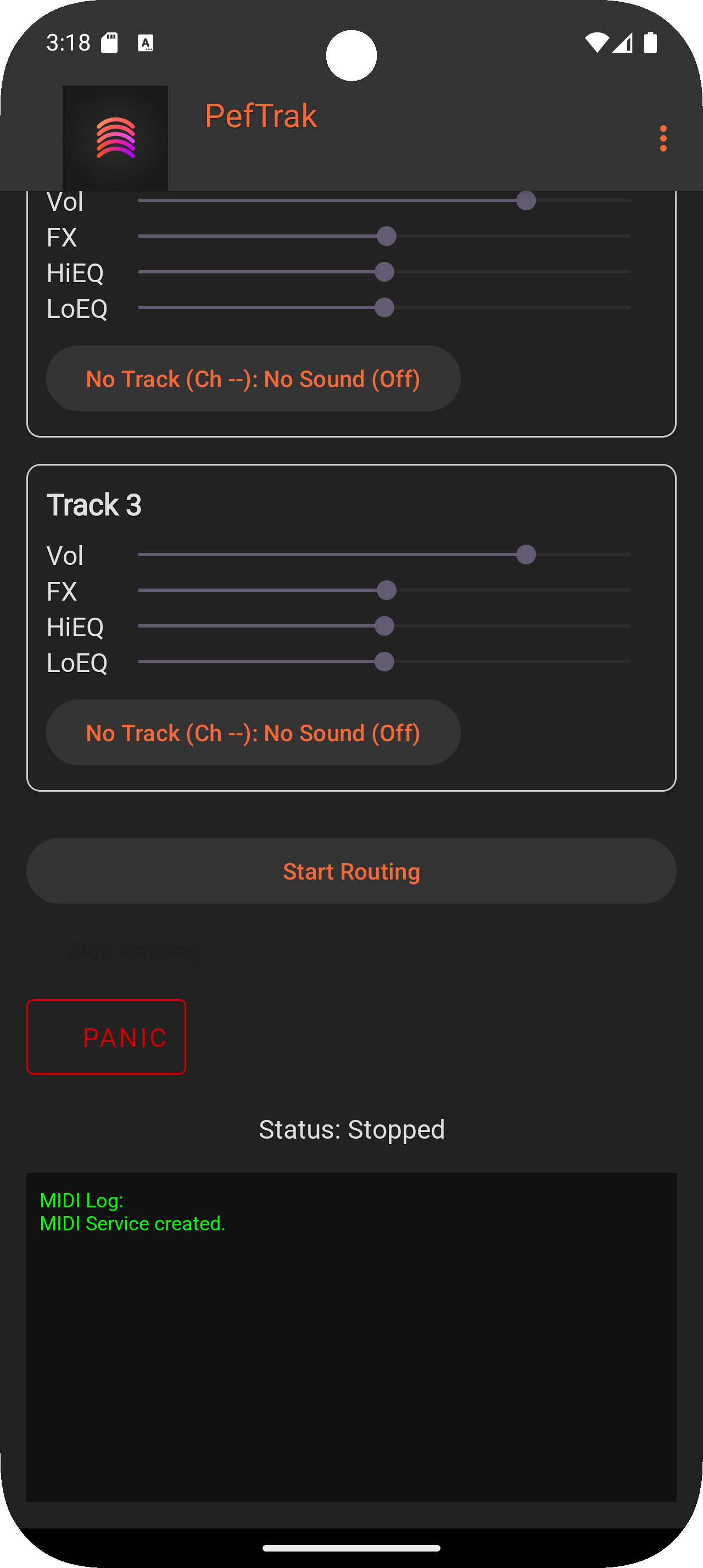 PefTrak - Professional MIDI Router