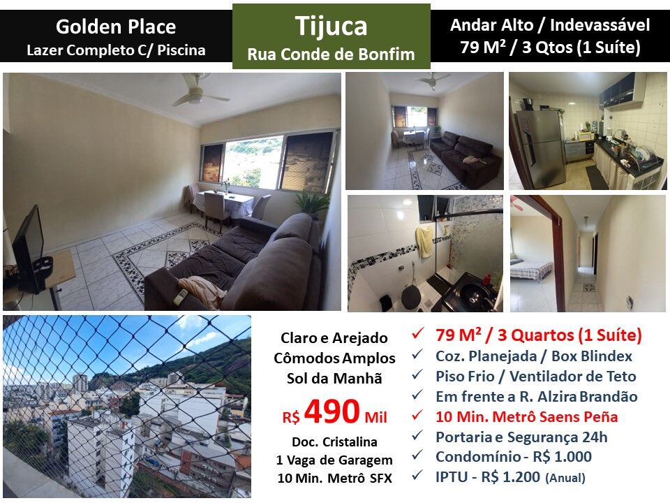 Apto Tijuca Conde de Bonfim Golden Place 79M²
