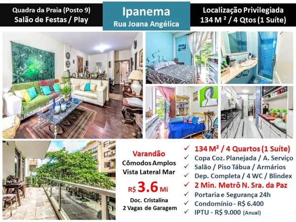 Apto Ipanema Joana Angélica 134M²