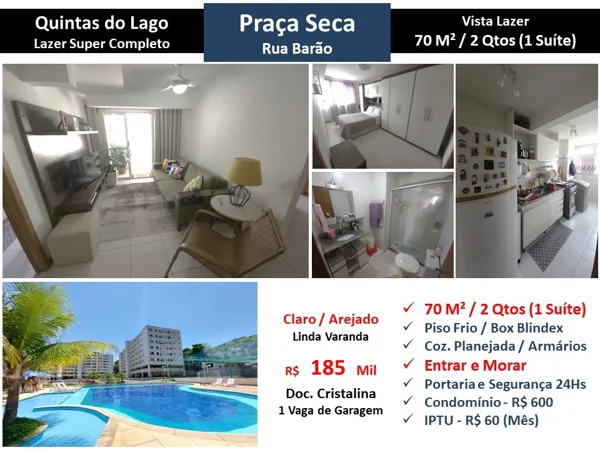 Apto JPA Praça Seca Quintas do Lago 70M²